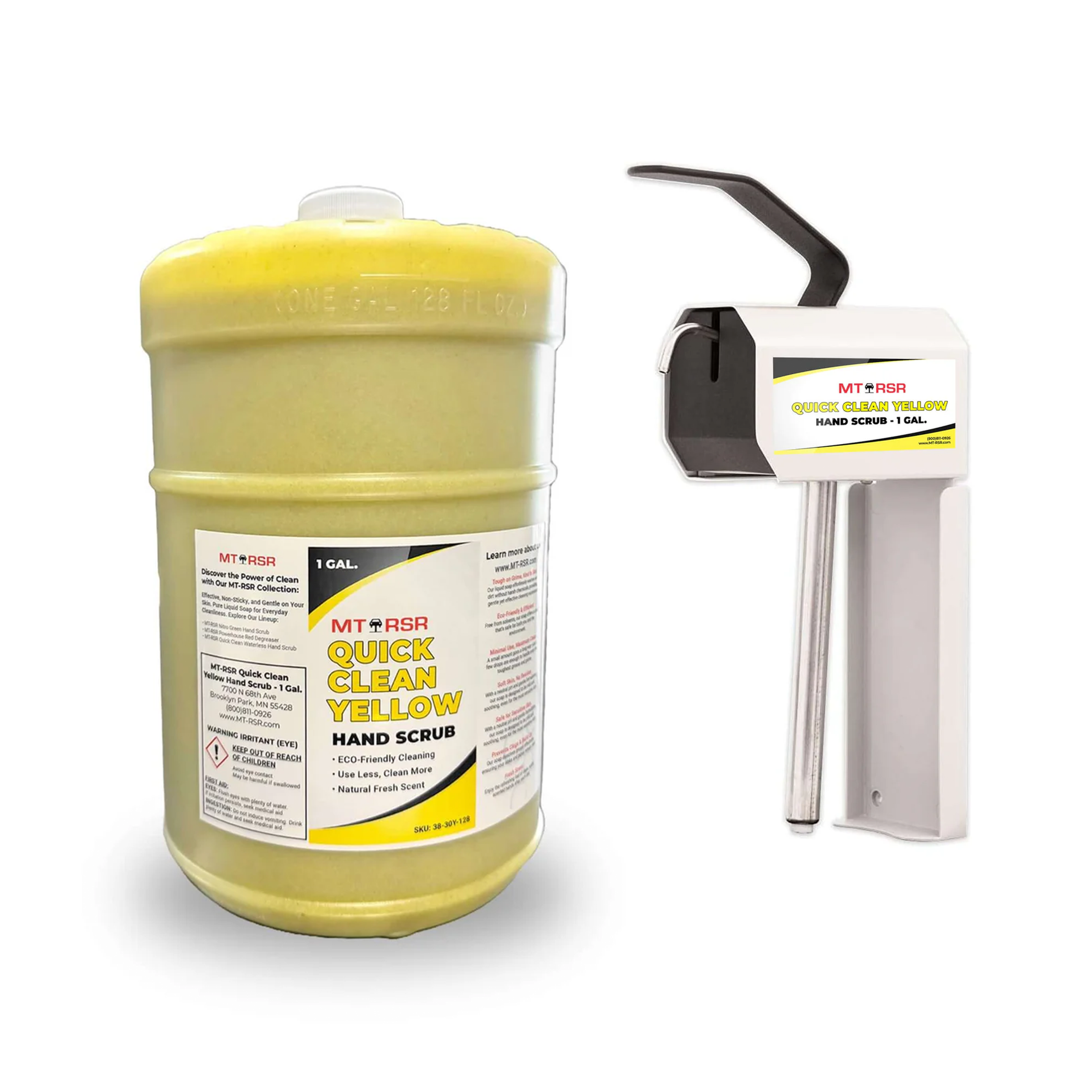 MT-RSR Quick Clean Yellow Hand Scrub - 1 Gal and Wall Dispenser