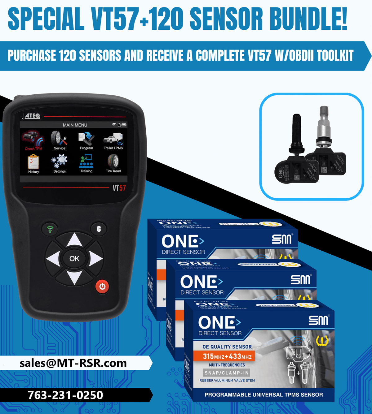 ATEQ VT57 & 120 Sensor TPMS Kit - Universal Sensors | MT-RSR x Siming