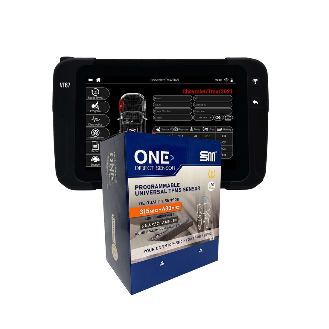 ATEQ VT67 TPMS Tool + 120 "One-Direct" TPMS Sensor Kit