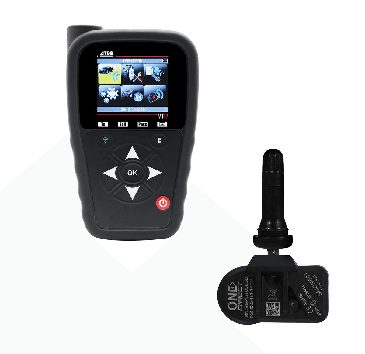 Unlocked VT48 TPMS Tool + 100 "One-Direct" TPMS Sensor Kit - Single Ru ...